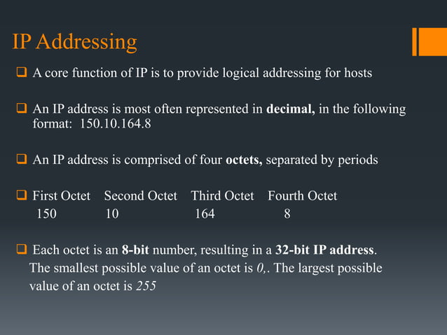 IPv4 addressing and subnetting | PPTX