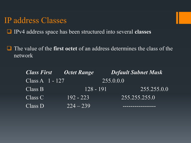 IPv4 addressing and subnetting | PPTX