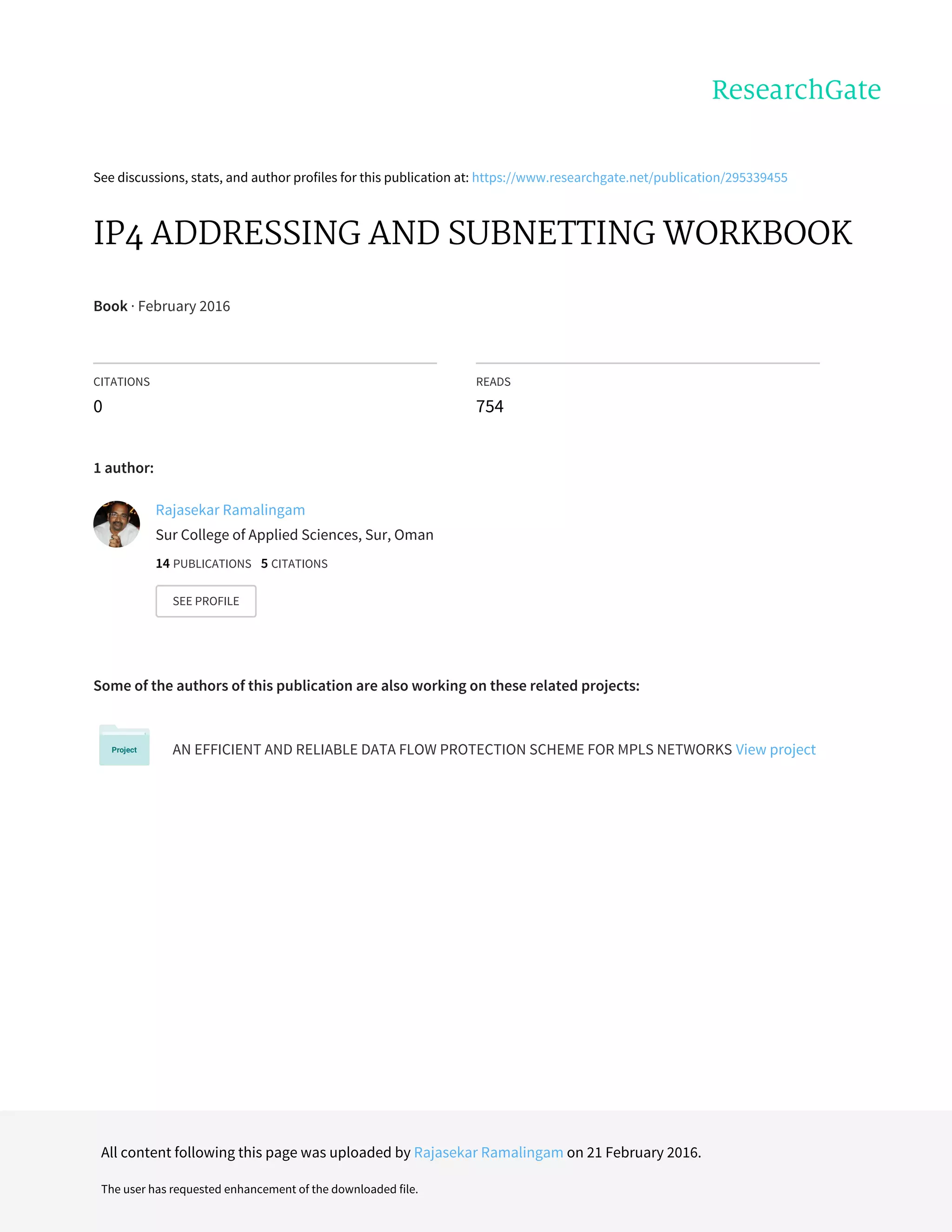 Ipv4 Addressing And Subnetting Workbook 2016 Pdf Computer