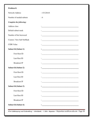 IPv4 addressing and subnetting workbook 2016 | PDF | Computer Networking | Computing