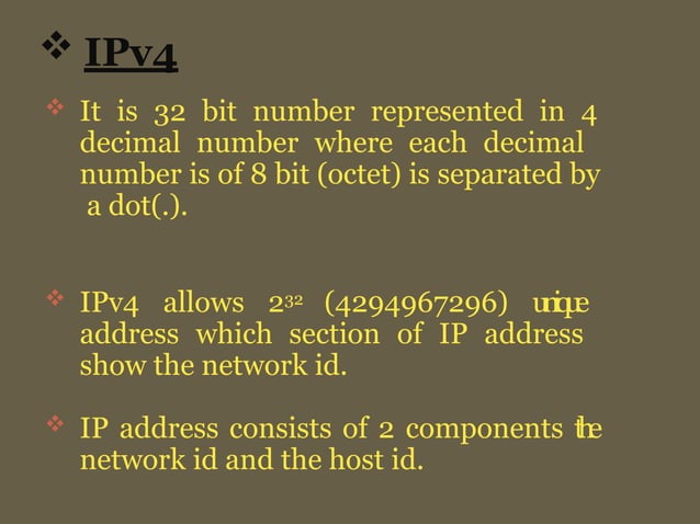 ipv4 and ipv6 addressing computer networks | PPT