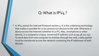 Ipv4 & ipv6 | PPTX | Computer Networking | Computing