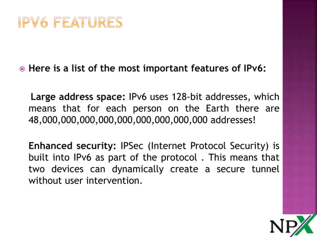IPv6 | PPTX | Computer Networking | Computing