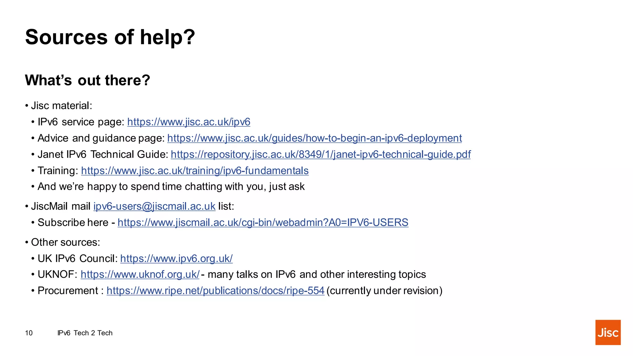 Tech 2 Tech IPv6 presentation | PDF