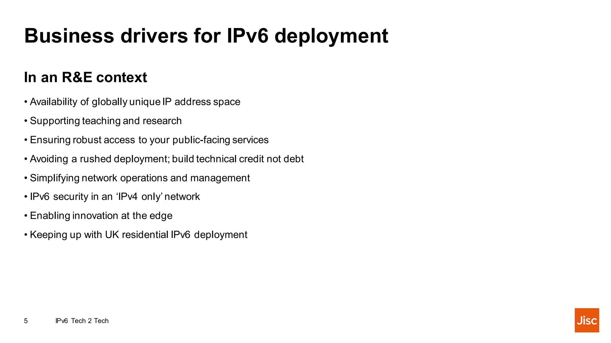 Tech 2 Tech IPv6 presentation | PDF
