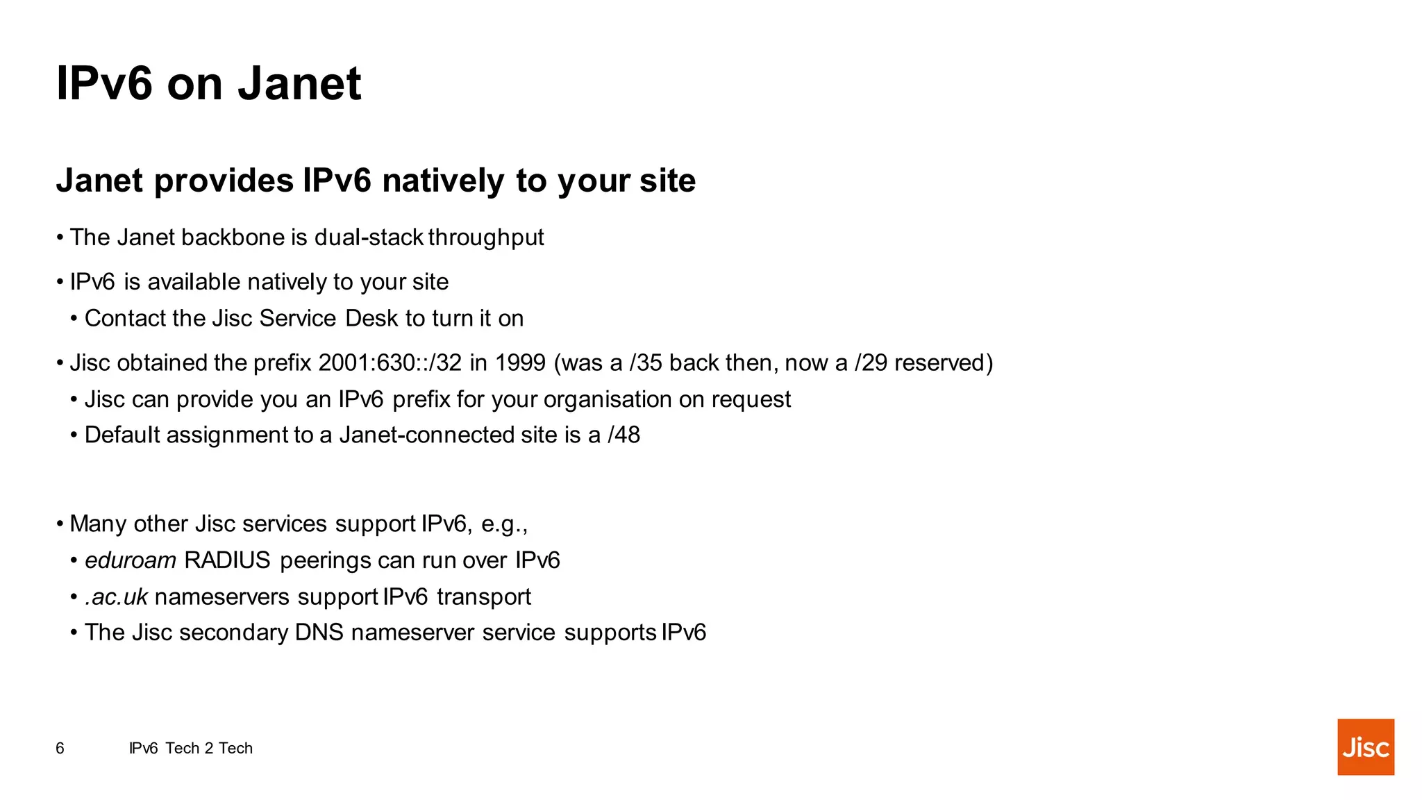 Tech 2 Tech IPv6 presentation | PDF
