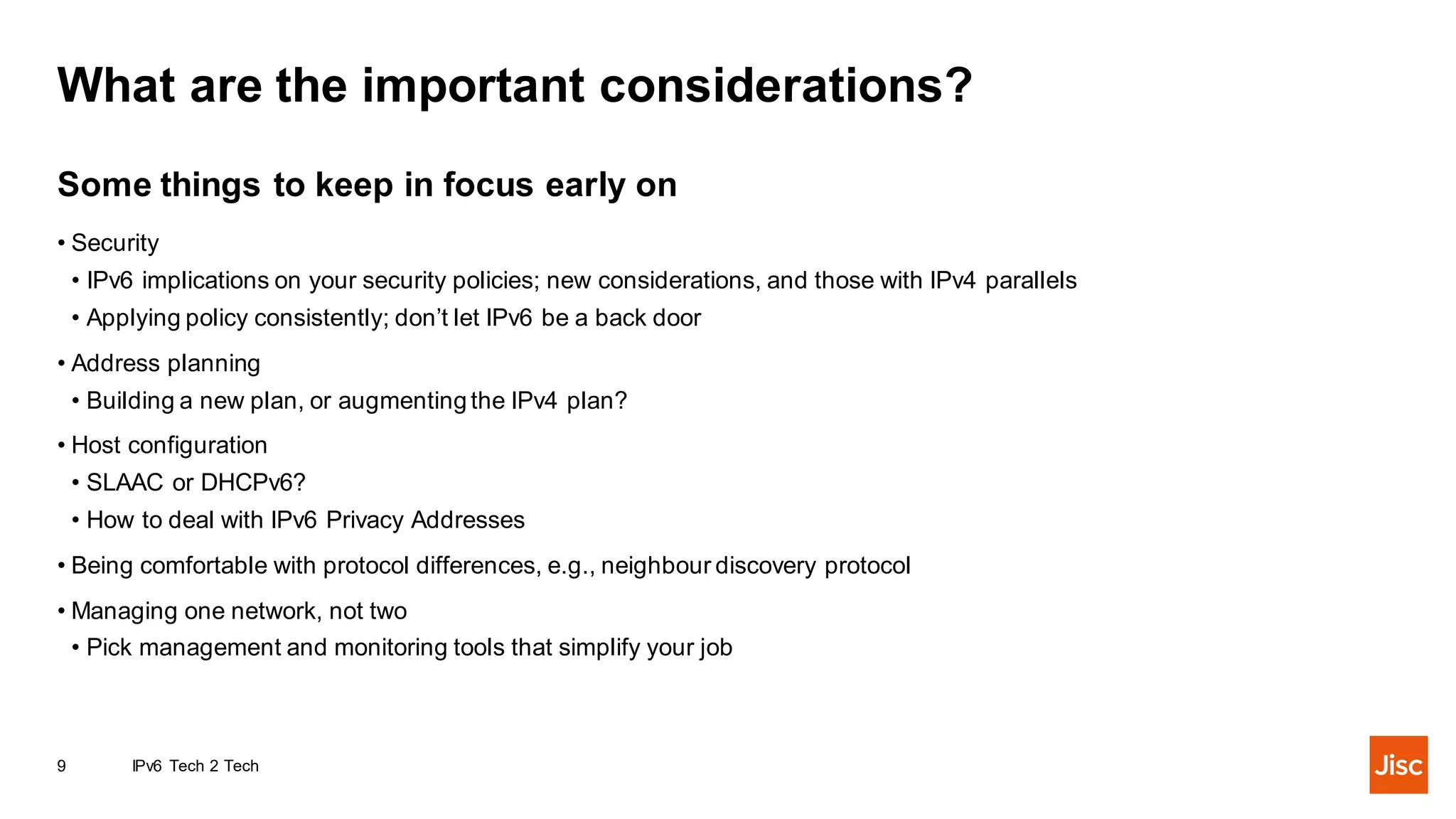 Tech 2 Tech IPv6 presentation | PDF