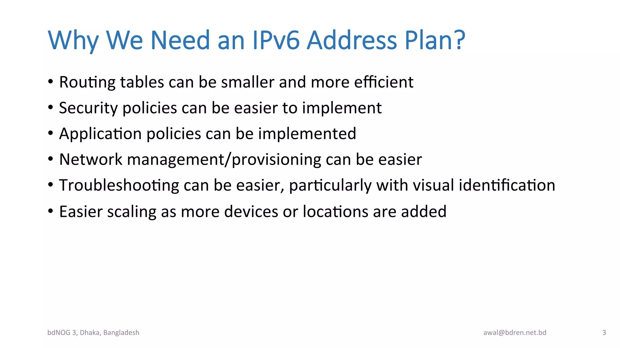 IPv6 Address & Deployment Planning | PPT