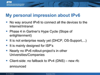 IPv6 strategy for deployment at ETH Switzerland | PPT