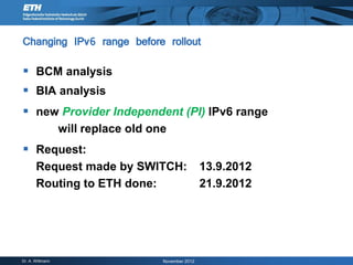 IPv6 strategy for deployment at ETH Switzerland | PPT