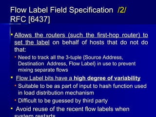 IPV6 Flow Labels | PPT
