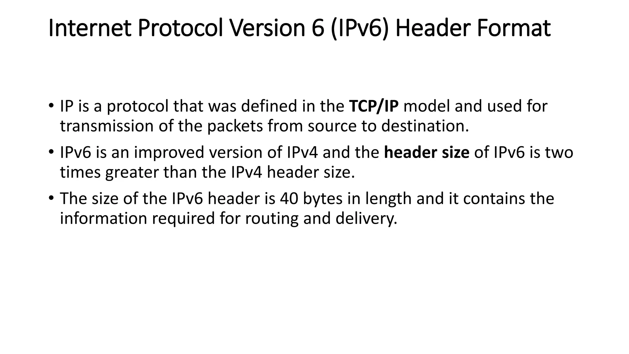 IPV6 Header format.pptx | Computer Networking | Computing