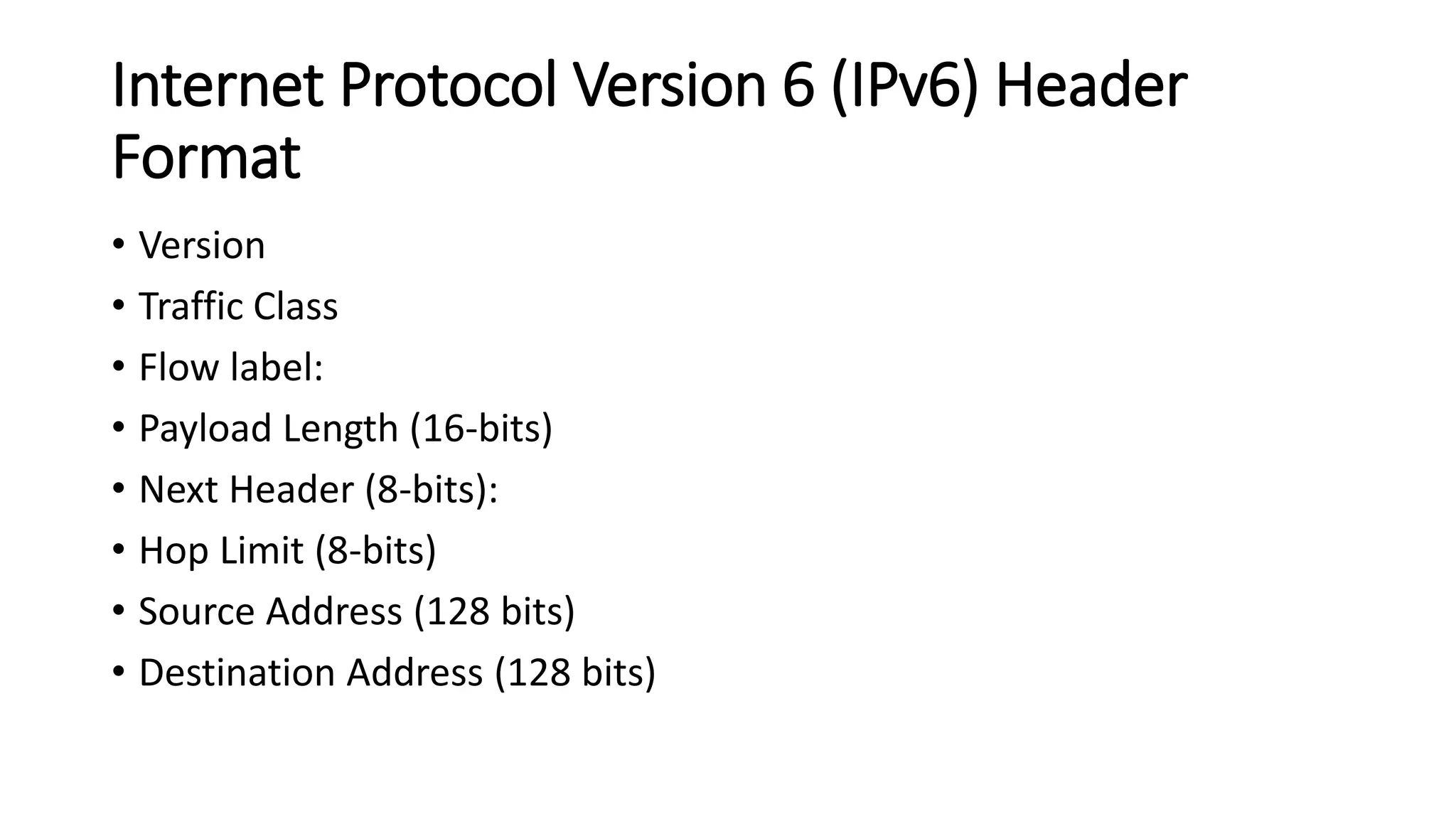 Ipv6 Header Format Pptx