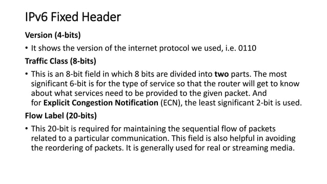 IPV6 Header format.pptx | Computer Networking | Computing