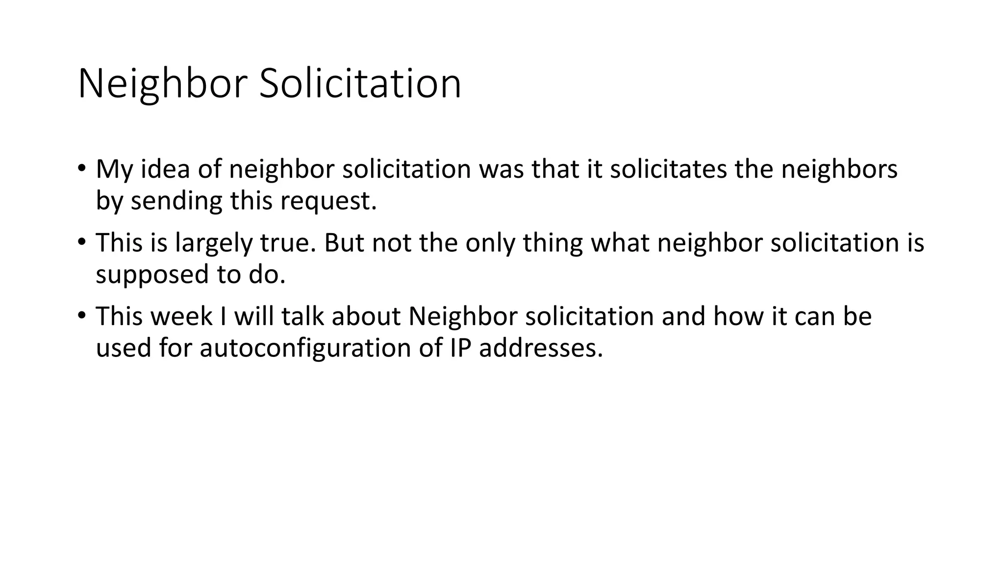 IPv6 headers, neighbor solicitation, router advt (Part 2) | PPT