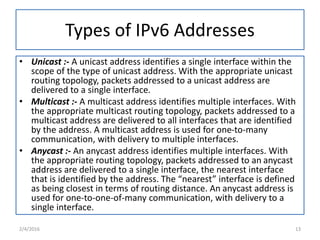 I pv6(internet protocol version 6) | PPTX