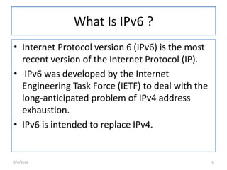 I pv6(internet protocol version 6) | PPTX