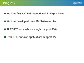 IPv6 Progress in China Mobile | PDF | Computer Networking | Computing