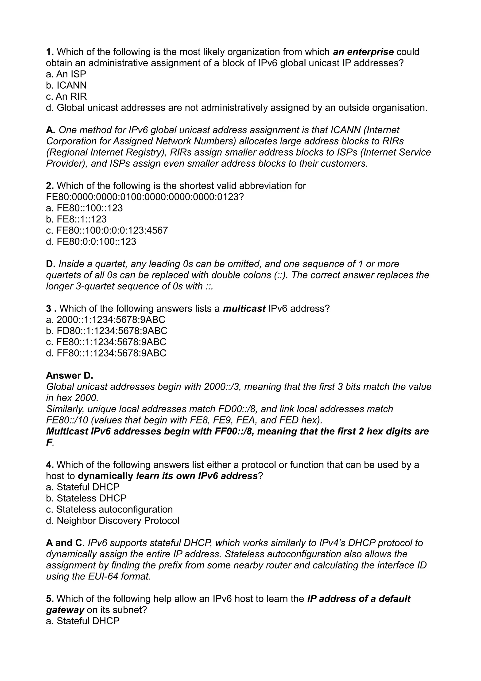 Ipv6 questions | DOC