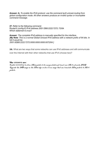 Ipv6 questions | DOC | Computer Networking | Computing