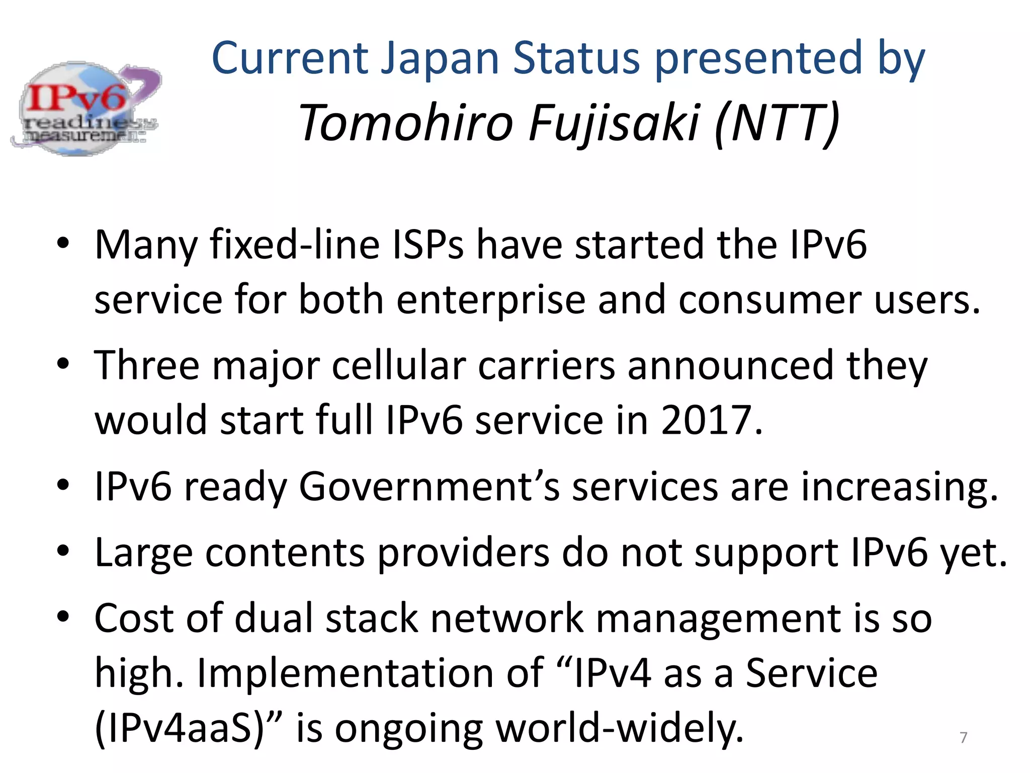 IPv6 Readiness Measurement BoF Report | PPT