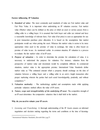 IP Valuation in India | DOCX | Business Accounting & Finance | Business