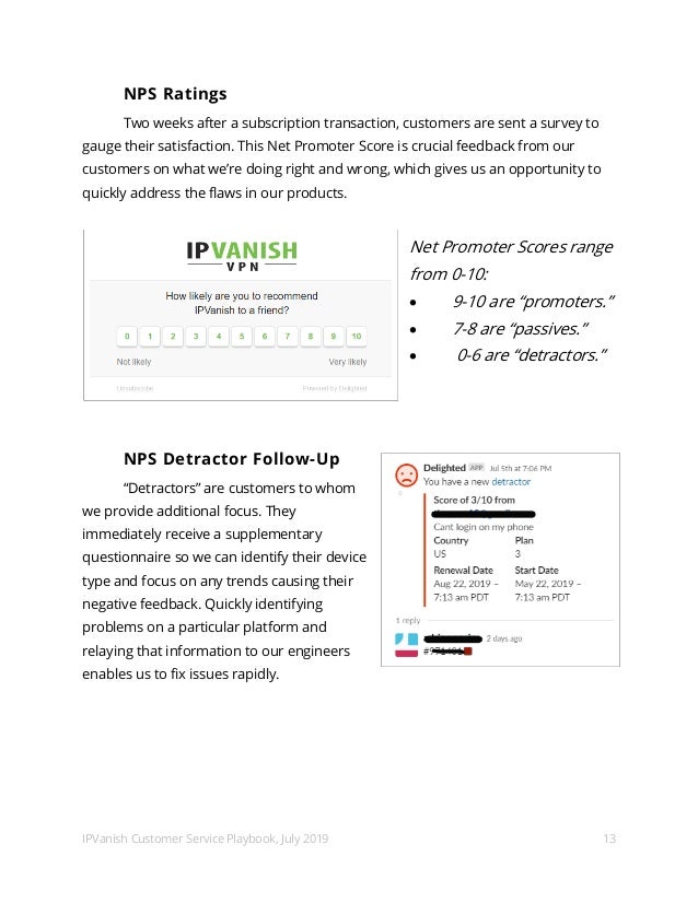 Customer Service Playbook by IPVanish