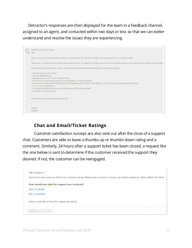Customer Service Playbook by IPVanish