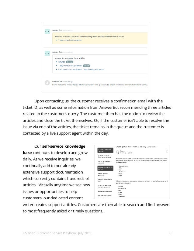 Customer Service Playbook by IPVanish