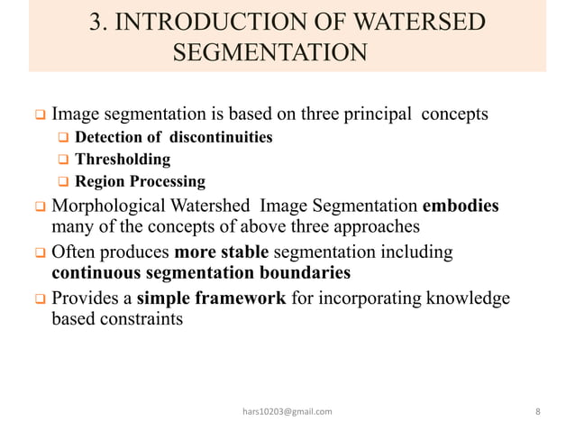 Watershed Segmentation Image Processing | PPTX