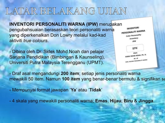 Inventori Personaliti Warna Sidek | PPTX