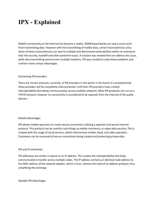 Ipx explained | DOCX
