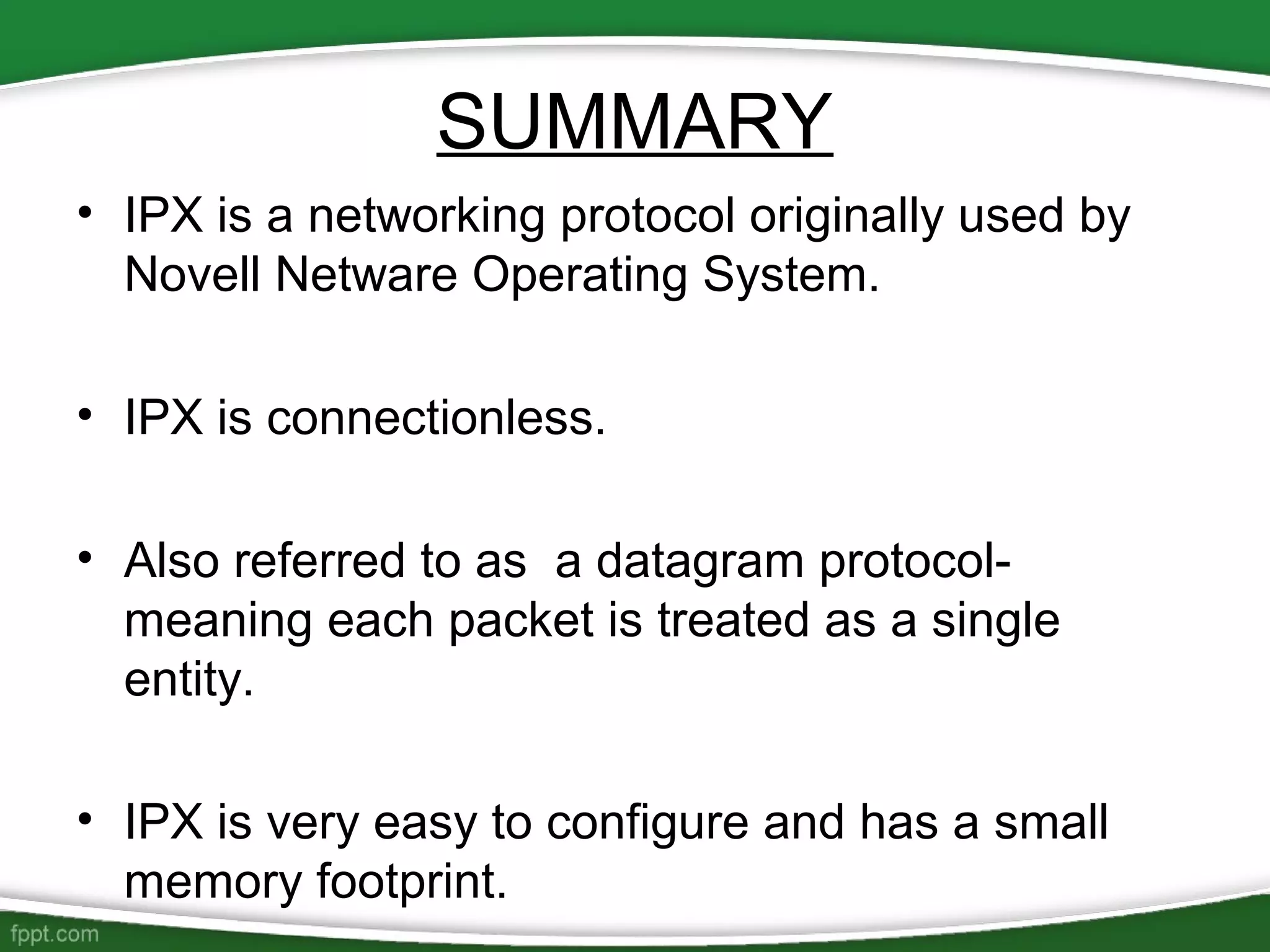 Ipx protocol slide share | PPT