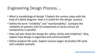 Design and Manufacturing: Frequently Asked Questions from AMIE Exams | PPTX