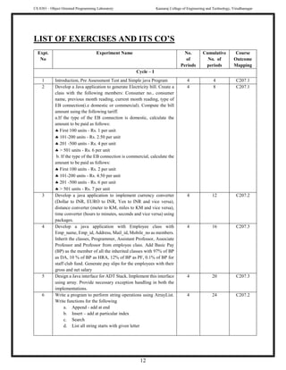 CS8383 Object Oriented Programming Laboratory Manual | PDF