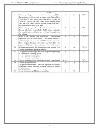 CS8383 Object Oriented Programming Laboratory Manual | PDF