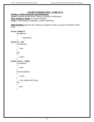 CS8383 Object Oriented Programming Laboratory Manual | PDF