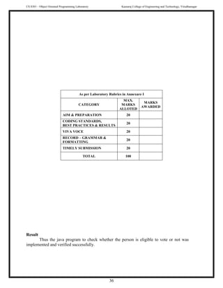 CS8383 Object Oriented Programming Laboratory Manual | PDF