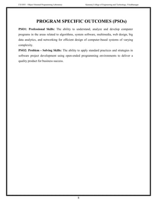 CS8383 Object Oriented Programming Laboratory Manual | PDF