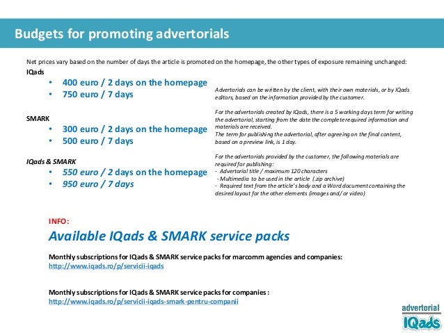 IQads & SMARK advertorials