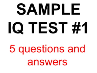 IQ and APTITUDE TEST Questions | PPTX