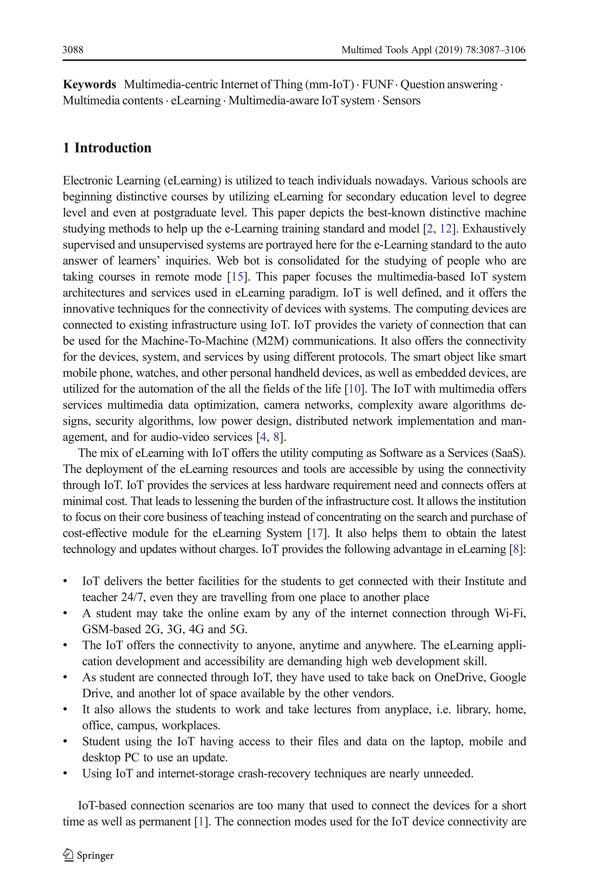 Multimedia based IoT-centric smart framework for eLearning paradigm Muhammad Munwar & others | PDF