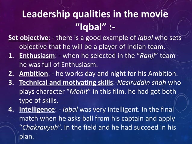 Iqbal movie ppt by kanwaljeet | PPTX | Cricket | Sports