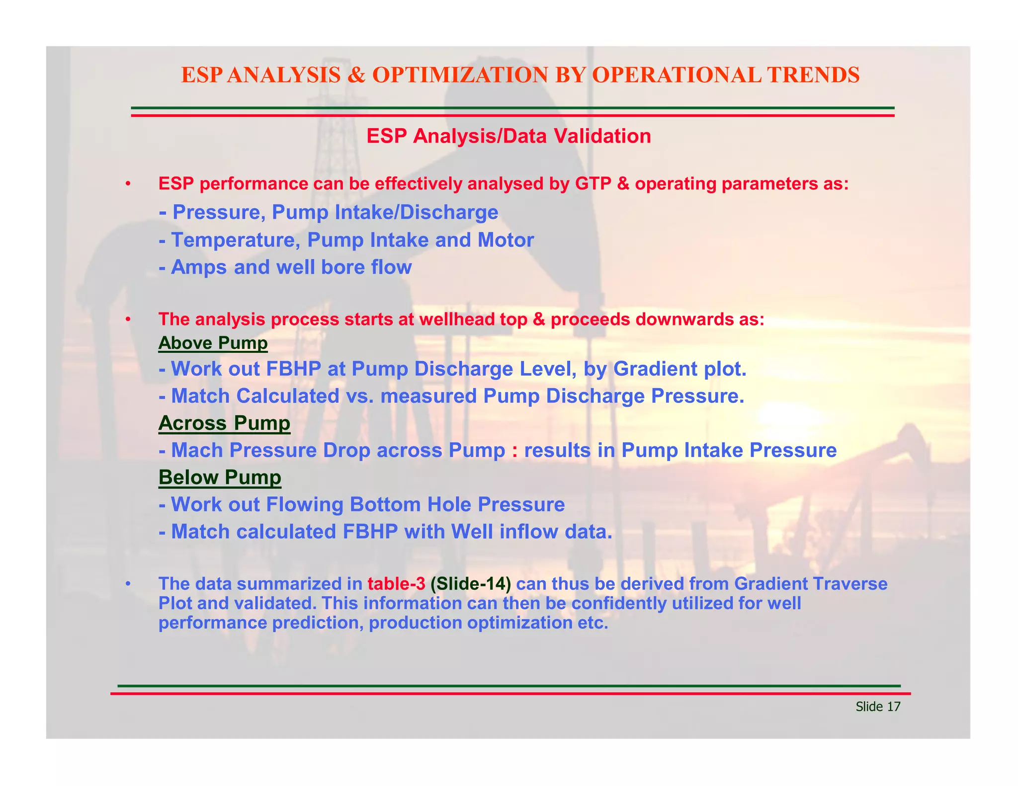 ESP ANALYSIS AND OPTIMIZATION BY UTILIZING THE OPERATIONAL TRENDS | PDF