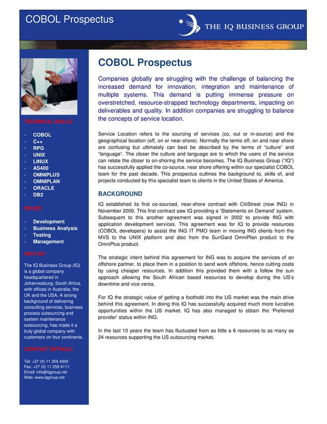 IQBG Cobol Prospectus | PDF