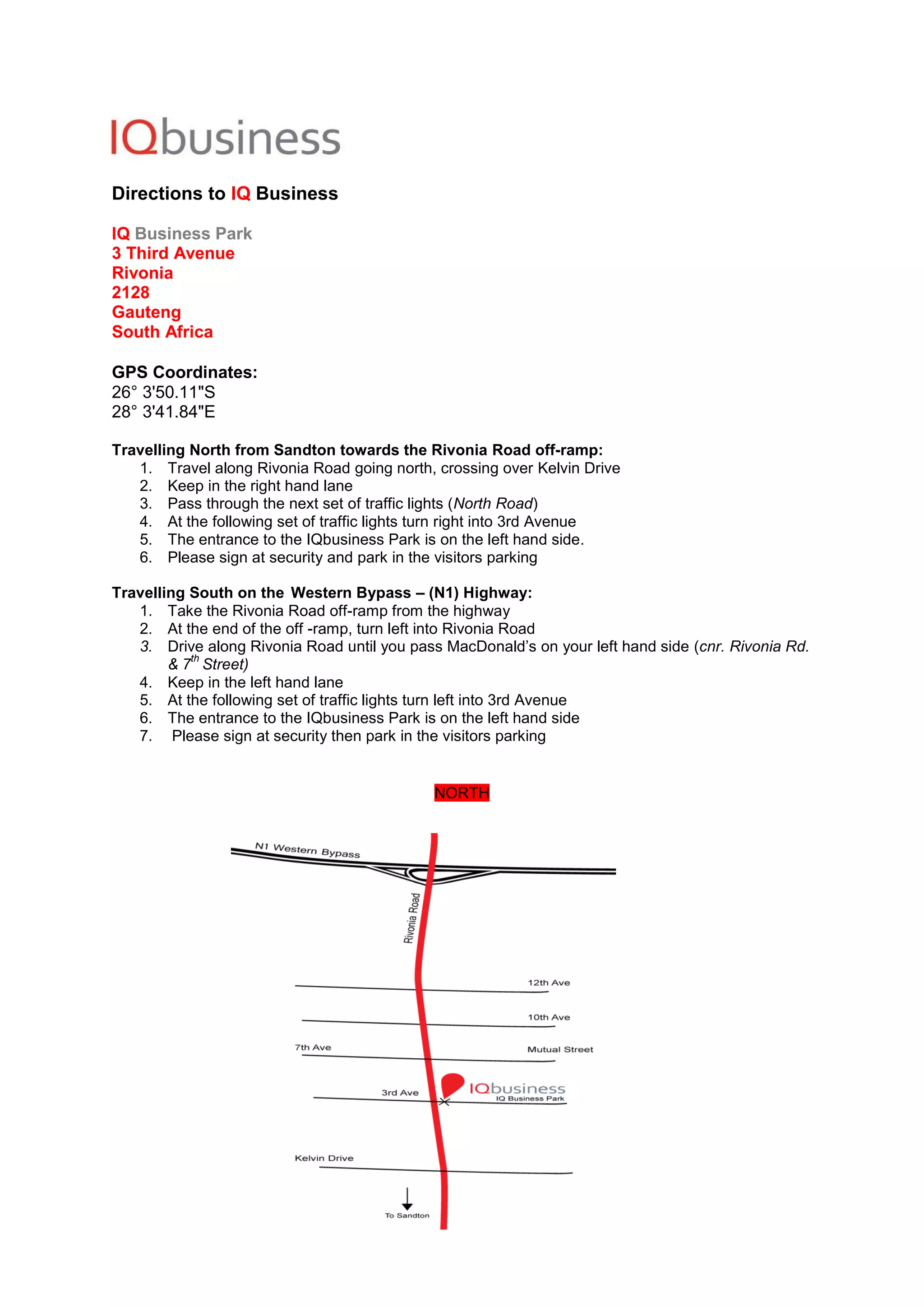 IQ Business Park Rivonia Map & directions | PDF