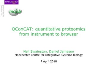 iQconCAT: quantitative proteomics from instrument to browser | PPT | Chemistry | Science