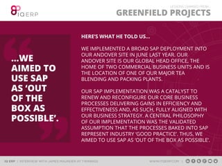 IQ ERP - SAP Greenfield Projects - Interview with James Maunder | PDF