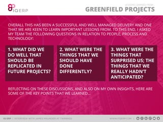 IQ ERP - SAP Greenfield Projects - Interview with James Maunder | PDF