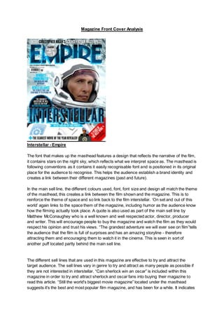 Magazine Front Cover Analysis | DOCX | Celebrity Style | Pop Culture